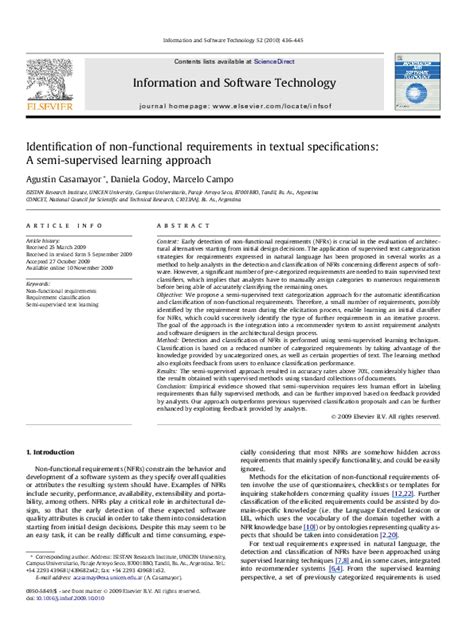 Pdf Identification Of Non Functional Requirements In Textual Specifications A Semi Supervised