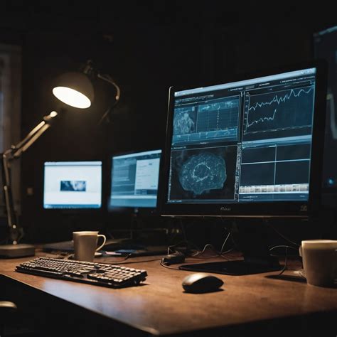 Computer In Dark Room Ambient Scene Stable Diffusion Online