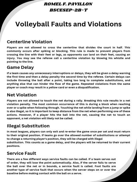 Volleyball Faults And Violations Pdf Volleyball Indoor Sports
