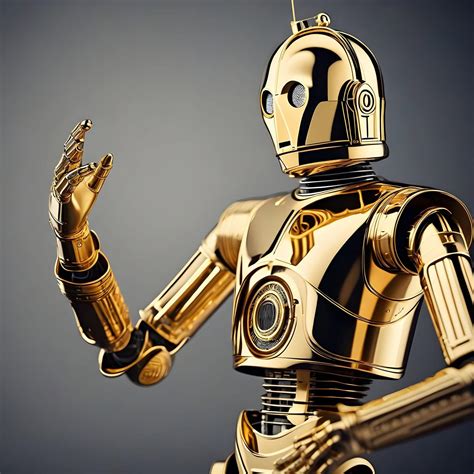 Free Picture See Threepio C 3PO A 3PO Protocol Humanoid Robot A Gold Droid With One Hand Raised