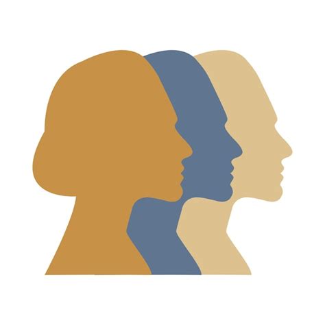젊은 여성 사람 프로필 아바타 벡터 일러스트 레이 션의 사람들이 실루엣 그룹 프리미엄 벡터