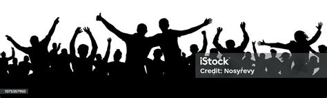 재미 쾌활 한 사람들 축 하 그룹의 친구 청소년 재미의 군중 파티에 사람들 휴가 박수를 사람 손 실루엣 벡터 일러스트 레이 션 클럽에 대한 스톡 벡터 아트 및 기타 이미지