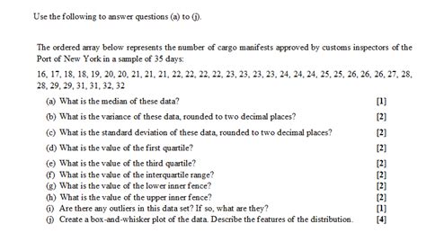 Solved Use The Following To Answer Questions A To J