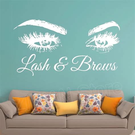 Lashand Brows большие глаза Цитата настенные наклейки модные креативные виниловые ресницы брови