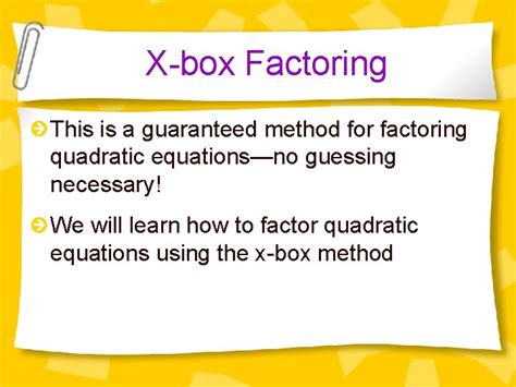 Xbox Factoring X Box Trinomial Quadratic Equation Ax