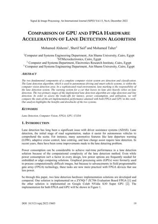 COMPARISON OF GPU AND FPGA HARDWARE ACCELERATION OF LANE DETECTION ALGORITHM | PDF | Computing ...
