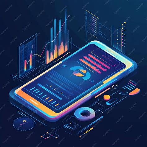 Mobile Phone Isometric Projection With Business Graphics Concept Of