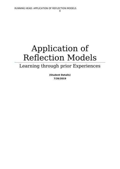Application Of Reflection Models Desklib