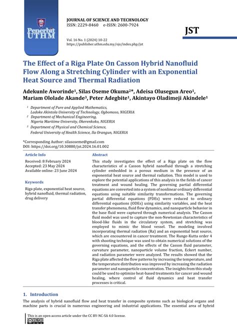 Pdf The Effect Of A Riga Plate On Casson Hybrid Nanofluid Flow Along A Stretching Cylinder