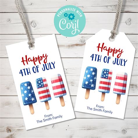 Editable Happy Fourth Of July T Tag Printable July 4th Tag