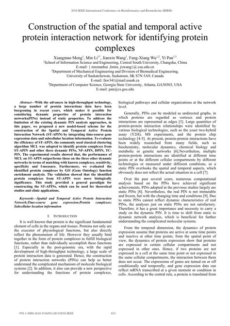 Pdf Construction Of The Spatial And Temporal Active Protein