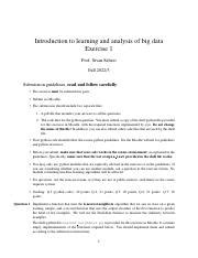 Introduction To Learning And Analysis Of Big Data Exercise Course Hero