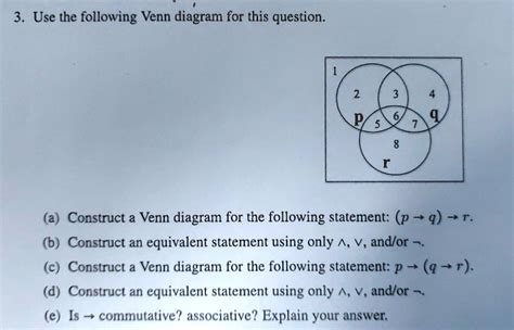 Solved 3 Use The Following Venn Diagram For This Question A Construct A Venn Diagram For The