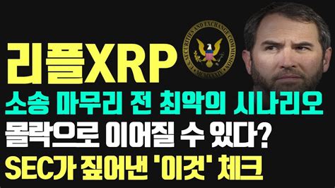 리플xrp 소송 마무리 전 최악의 시나리오 몰락으로 이어질 수 있다 Sec가 짚어낸 이것 체크 Youtube