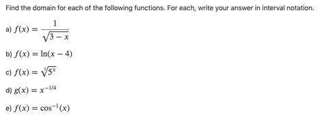 Solved Code Class Asciimath Find The Domain For Each Of Chegg