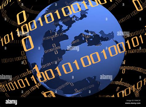 Globe With Binary Code Stock Photo Alamy