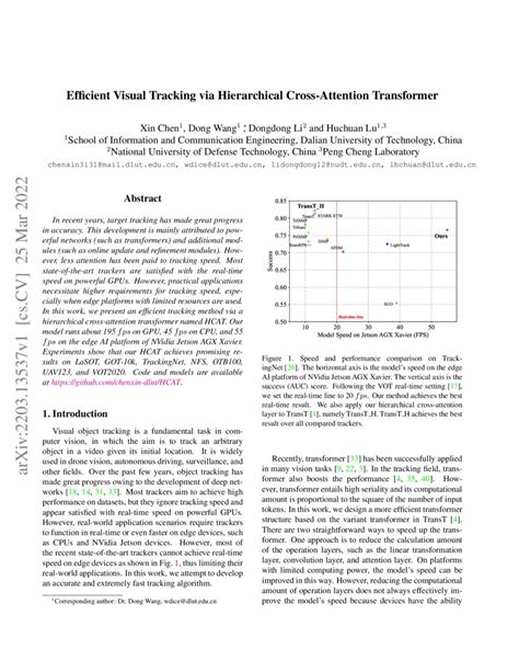 Efficient Visual Tracking Via Hierarchical Cross Attention Transformer Deepai