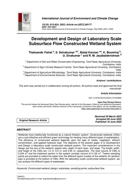 Pdf Development And Design Of Laboratory Scale Subsurface Flow