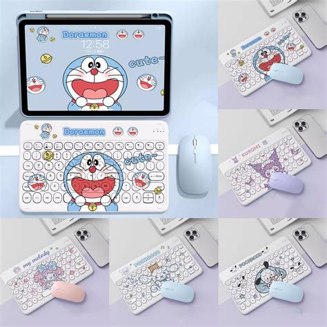Doraemon 78 Keys Wireless Mouse Keyboard Set Slim Portable Cartoon Cute Bluetooth Rechargeable