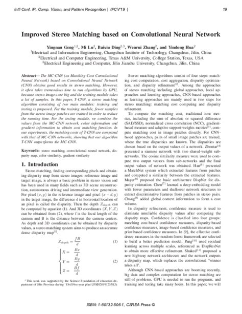 Pdf Improved Stereo Matching Based On Convolutional Neural Network