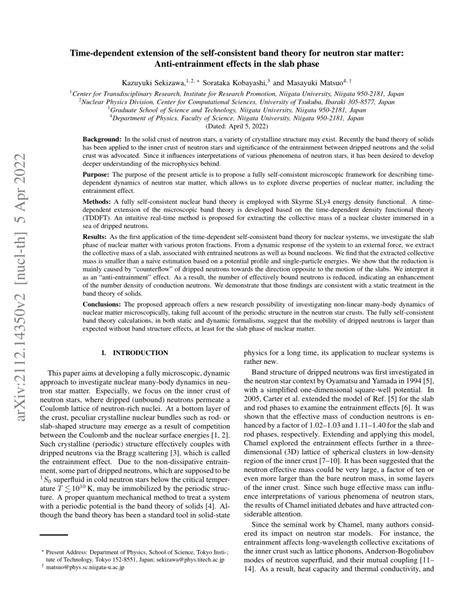 Pdf Time Dependent Extension Of The Self Consistent Band Theory For Neutron Star Matter Anti