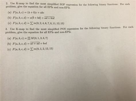 Solved 2 Use K Map To Find The Most Simplified Sop