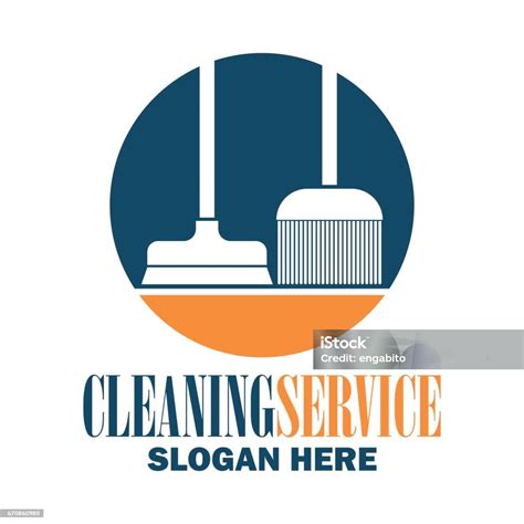 귀하의 슬로건에 대 한 텍스트 공간 청소 서비스 아이콘 슬로건 벡터 일러스트 레이 션 가사 집안일에 대한 스톡 벡터 아트 및