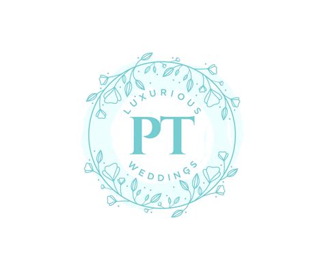 Pt Initials Letter Wedding Monogram Logos Template Hand Drawn Modern Minimalistic And Floral
