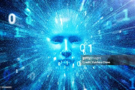 Ai Robot Face Appearing By Particle And Binary Data Stock Foto Getty