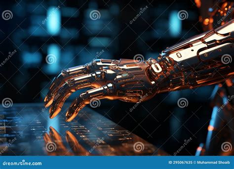 Robot Hands Engaging A Coding Monitor Showcasing Advanced