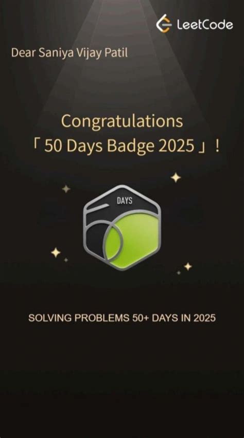 Leetcode 50daysofcode Coding Problemsolving Learning Saniya Patil