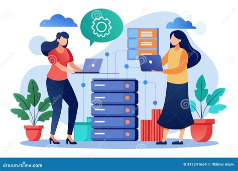 two women working on a laptop in front of a stack of data analysing and inputting information