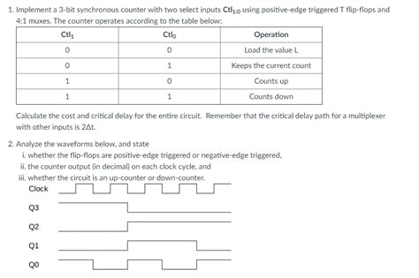 Solved 1 Implement A 3 Bit Synchronous Counter With Two