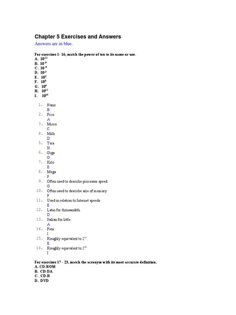 Chapter 5 Exercises And Answers Answers Are In Blue Pdf