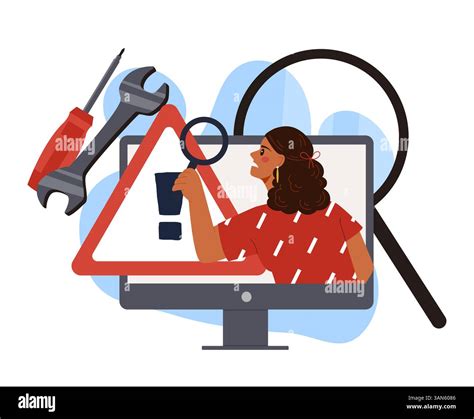 Computer Troubleshooting Concept Art Vector Illustration Stock Vector Image And Art Alamy