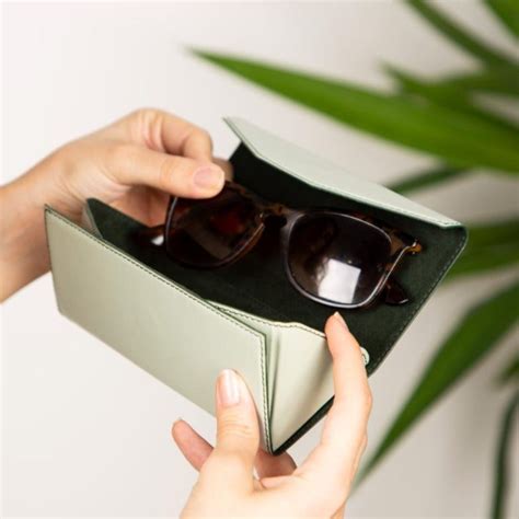 Triangular Leather Glasses Case Mint Glasses Cases Sagebrown