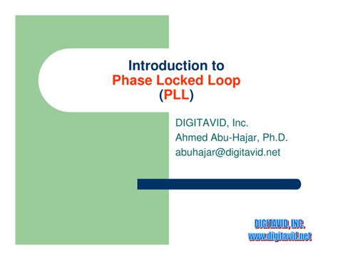 Phase Locked Loop PLL Introduction Basics Applications
