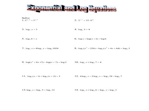 Exponential And Log Functions Worksheet For 11th 12th Grade Lesson