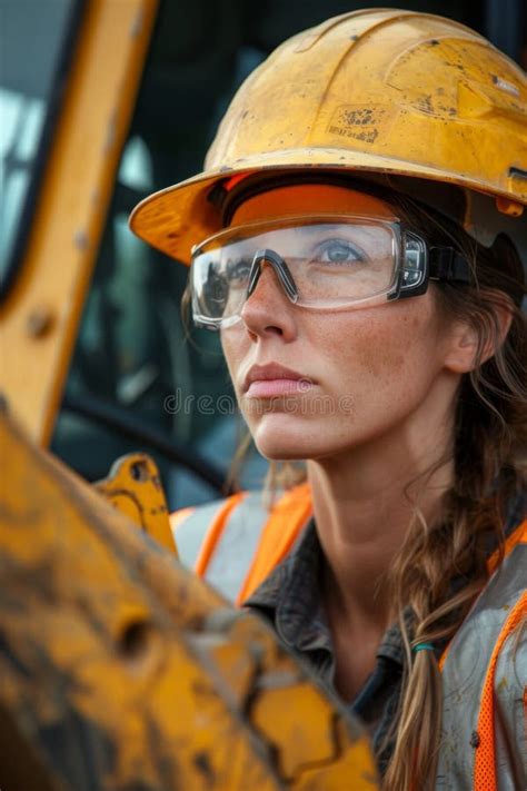 Determined Female Bulldozer Operator Stock Illustration Illustration