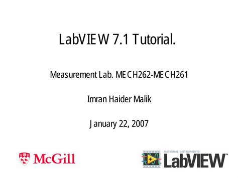 PDF LabVIEW 7 1 Tutorial McGill CIMpaul LabviewTut Pdf LabVIEW 7 1 Product Of National