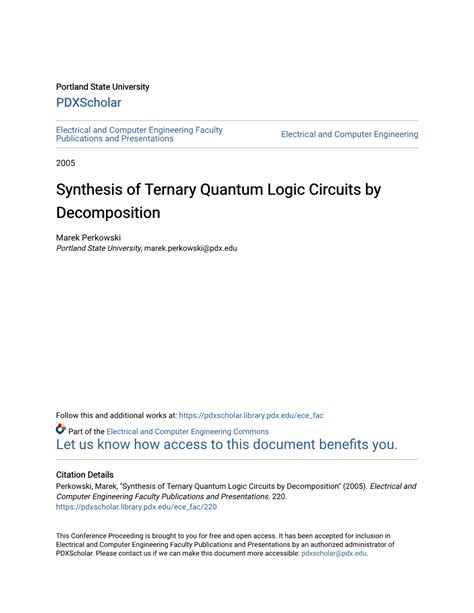 Synthesis Of Ternary Quantum Logic Circuits By Decomposition Docslib