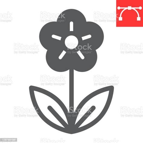 꽃 글리프 아이콘 해피 부활절과 봄 꽃 벡터 아이콘 벡터 그래픽 편집 스트로크 솔리드 기호 Eps 10 0명에 대한 스톡 벡터