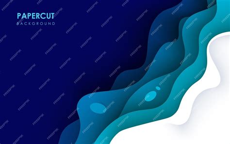 Premium Vector Abstract White Blue Wavy Papercut Overlap Layers Background Eps10 Vector