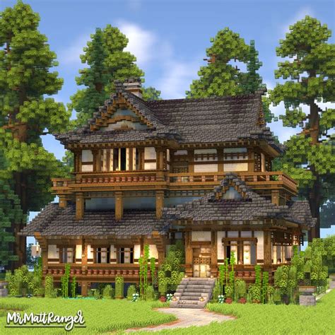 Minecraft Japanese House With Lanterns And Plants Japanese House Mc