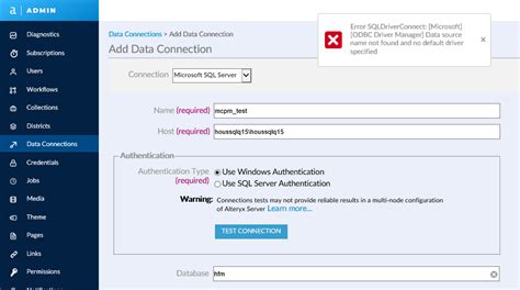 solved not able to create data connection alteryx community