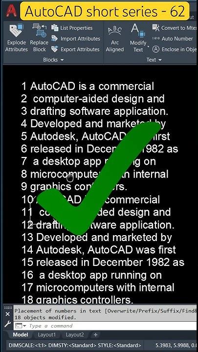 automatic text numbering in autocad ⚡️autocad shorts 62 shorts