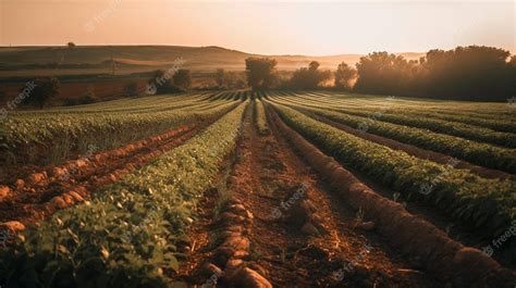 Premium Photo Beautiful Landscape Of Farm Fields Cultivation Of Crops