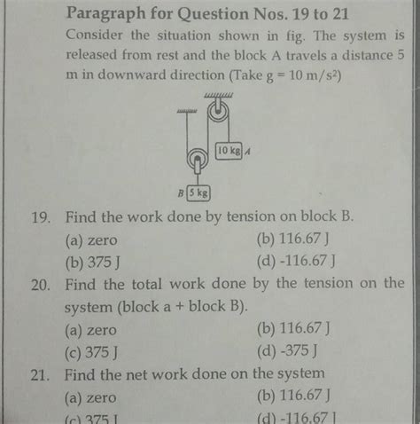 find the total work done by the tension on the system block a block b