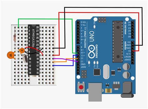Arduino Uno As Isp Wiring Diagram For Burning The Arduino HD Png Download Kindpng