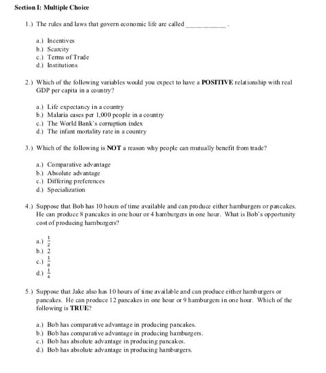 Solved Section I Multiple Choice 1 The Rules And Laws
